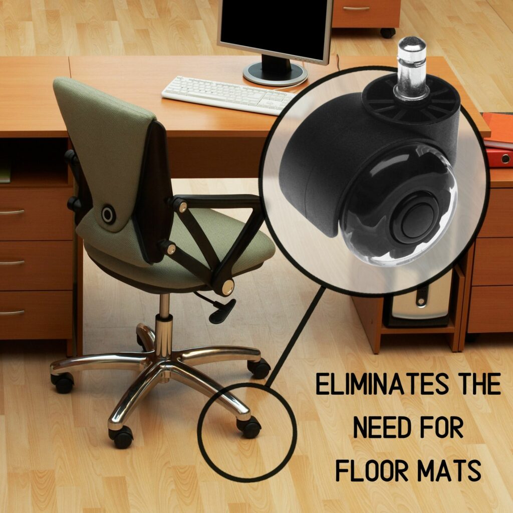 Slipstick Replacement Office Chair Rubber Castor Wheels 5 Pk